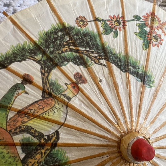 Vintage | Accents | Vintage Parasol Unmbrella Bamboo Asian Waxed Paper ...